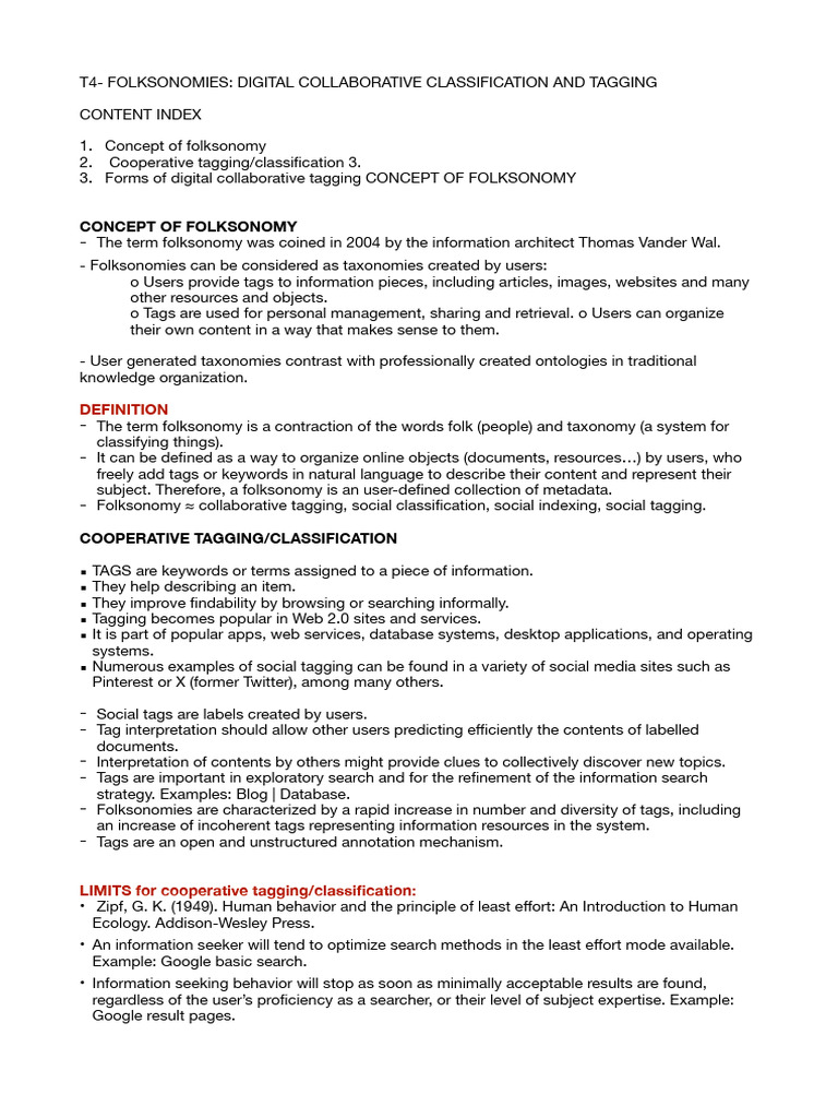 T4- FOLKSONOMIES- DIGITAL COLLABORATIVE CLASSIFICATION AND TAGGING ...