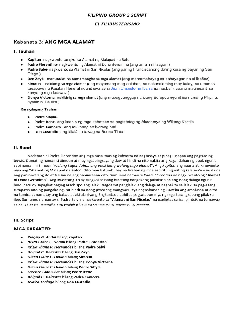 Filipino Group 3 Script Kabanata 3 | PDF