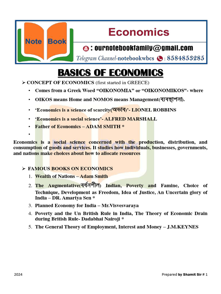 BASICS OF ECONOMICS Part-1 | PDF | Economics | Capital (Economics)