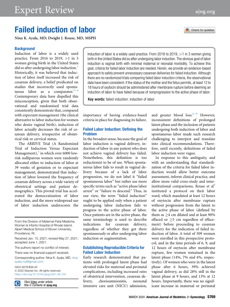 Failed Induction of Labor - 2022 - Ymob | PDF | Childbirth | Caesarean ...