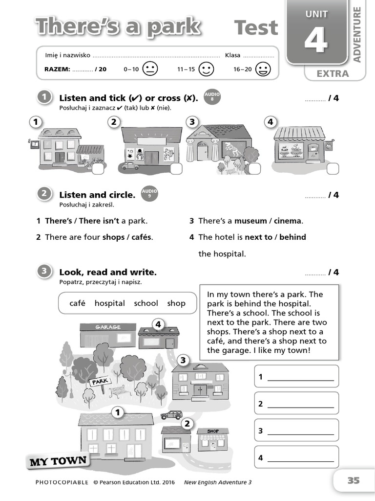 There's A Park Test EXTRA ADV Unit 4 | PDF