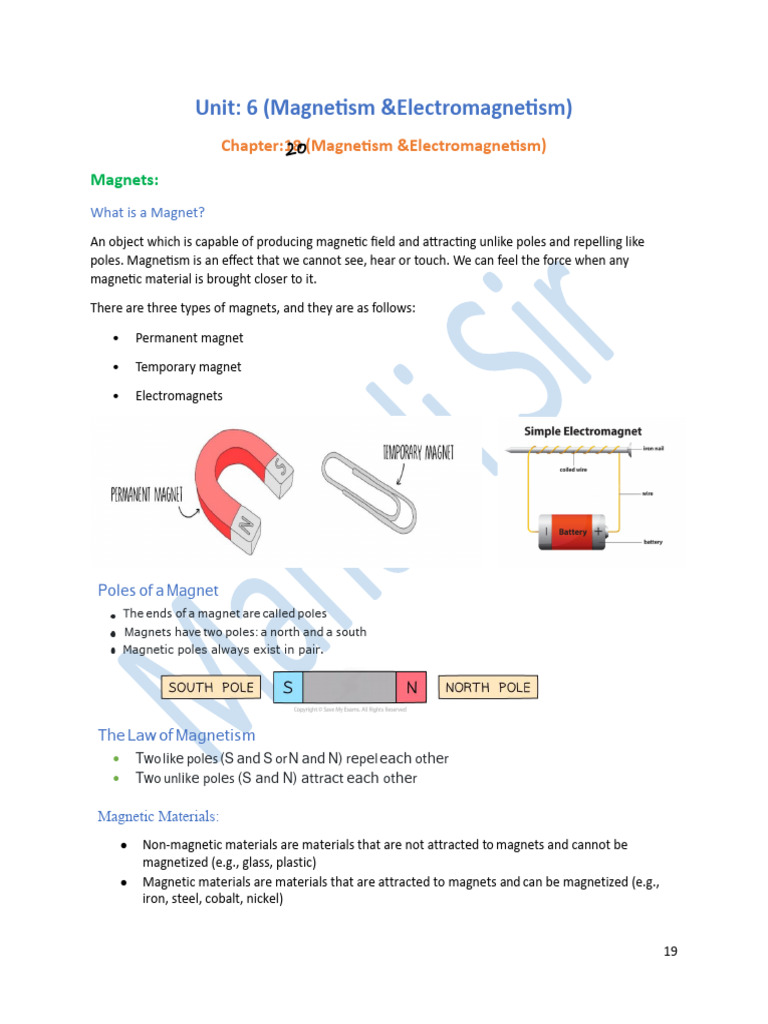 Physics Note (Ch-20) | PDF | Magnet | Magnetism