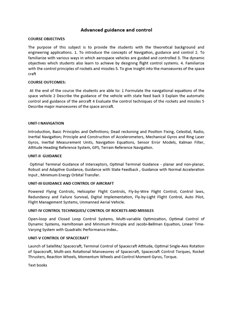Advanced Guidance and Control Techniques | PDF | Guidance System | Flight