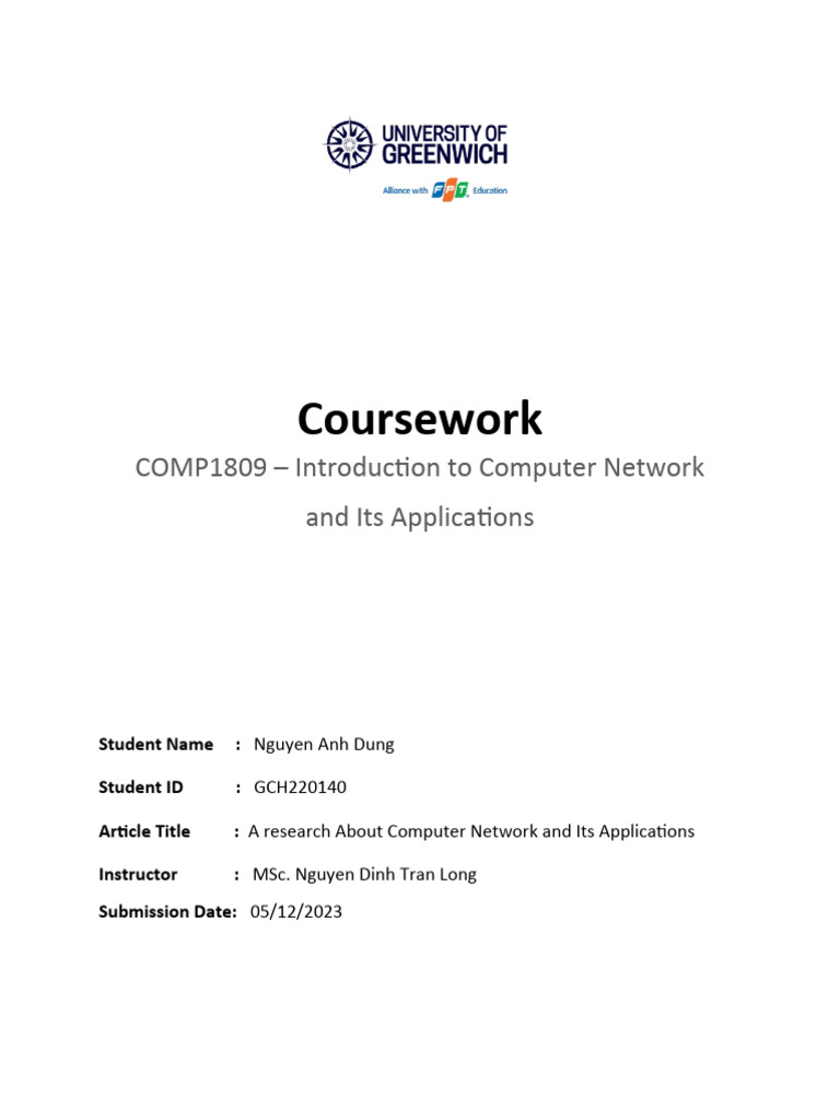 COMP1809 - Coursework Template 1 | PDF | Computer Network | Security