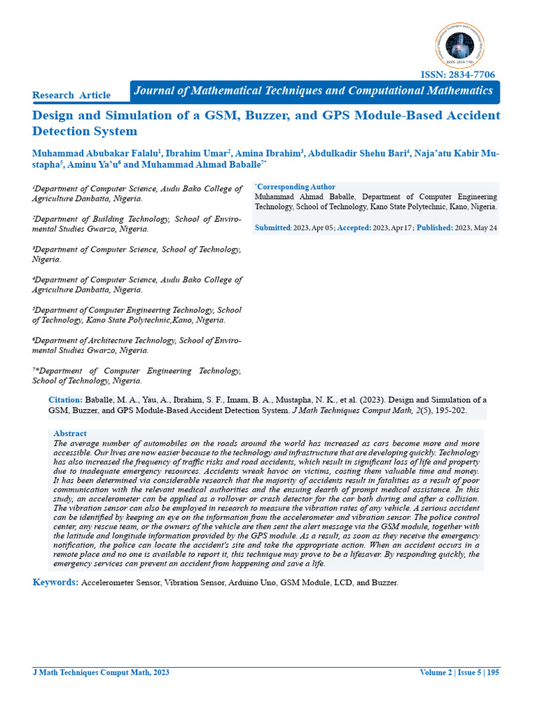 Design And Simulation Of A Gsm Buzzer And Gps Modulebased Accident Detection System Pdf
