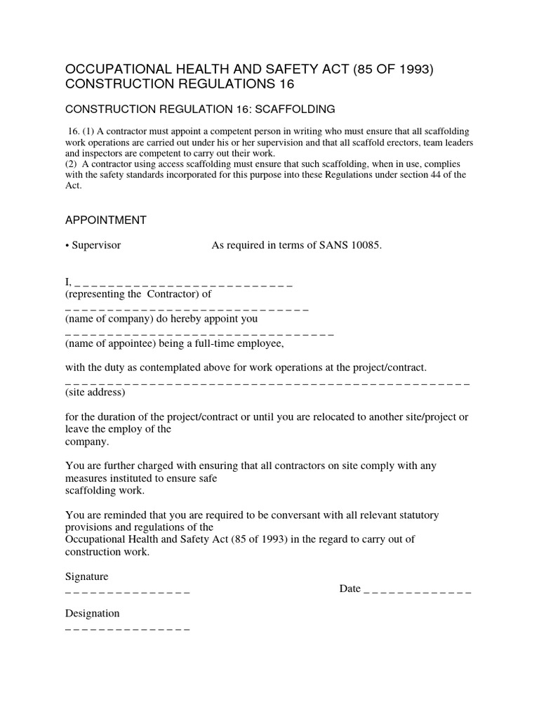 Scaffold Supervisor Appointment | PDF