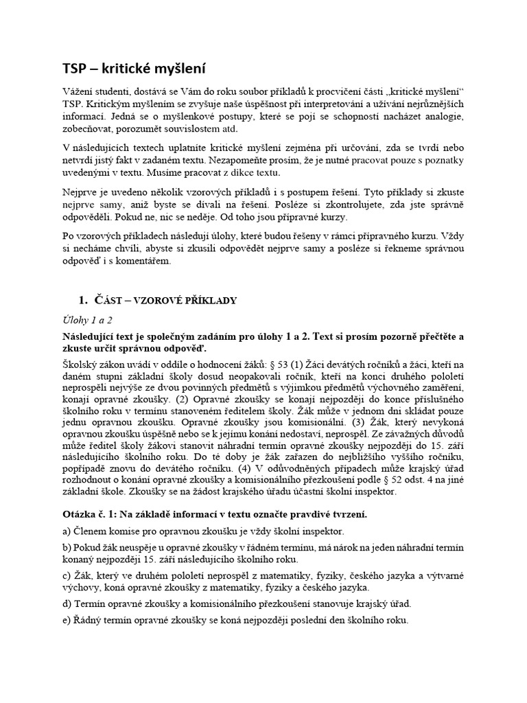 TSP kritické myšlení_řešení_PF MUNI_2023-2024 | PDF