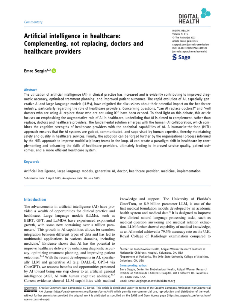 Artificial Intelligence in Healthcare | PDF | Artificial Intelligence | Intelligence (AI ...