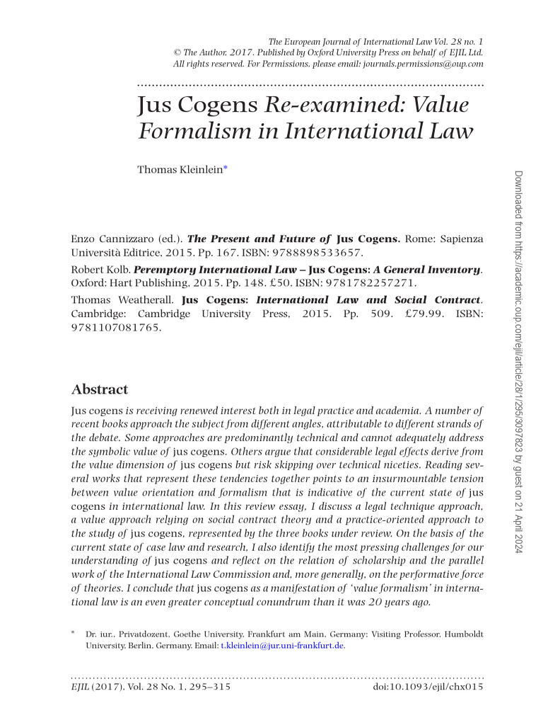 Jus Cogens | PDF | International Law | Jurisprudence