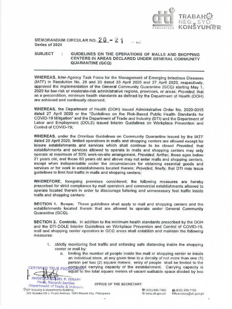 DTI MC No 20 21 Series2020 | PDF