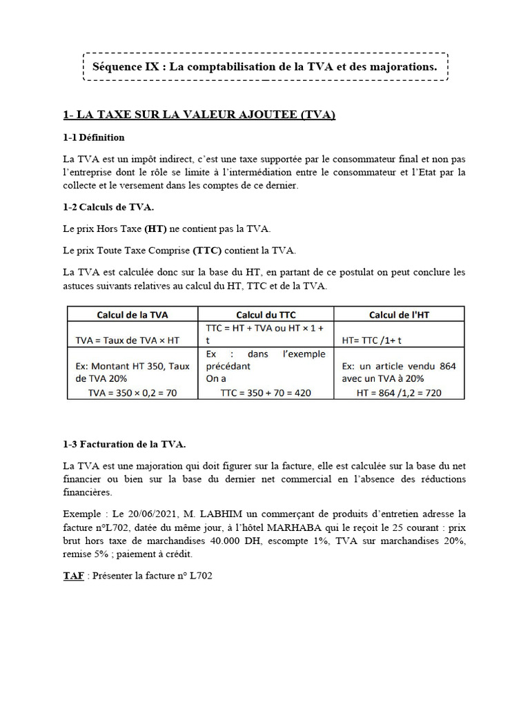 Comptabilisation de la TVA et majorations | PDF | Taxe sur la valeur ...