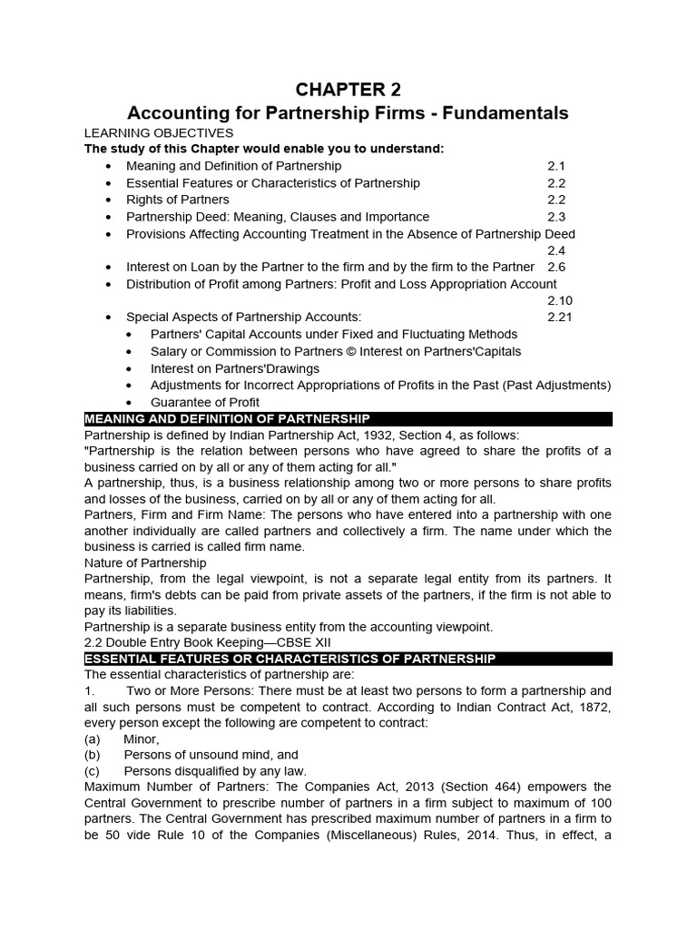 Accounting For Partnership Firms - Fundamentals | PDF | Partnership ...