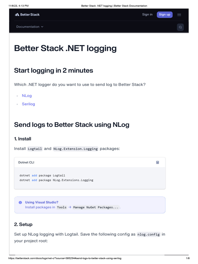 Better Stack .NET logging _ Better Stack Documentation | PDF | Information Technology | Data ...