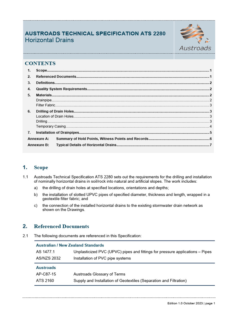 ATS-2280 Horizontal Drains | PDF | Drainage | Pipe (Fluid Conveyance)