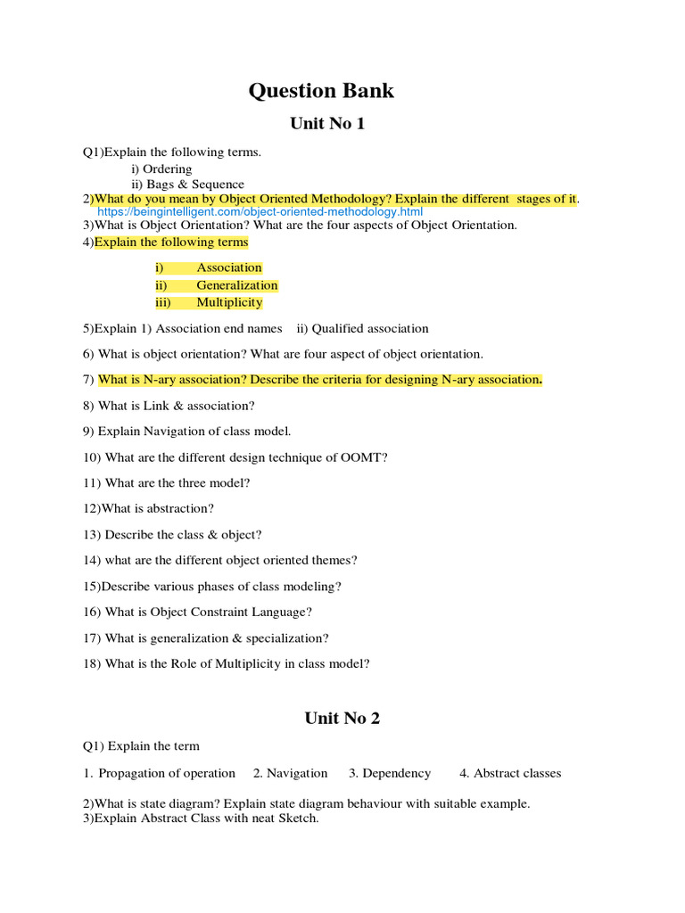 Complete Question Bank OOAD | Download Free PDF | Class (Computer ...