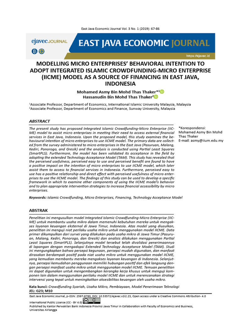 (EJAVEC) Modelling Micro Enterprises' Behavioral Intention To Adopt ...