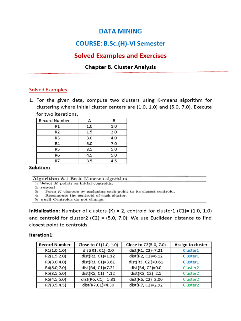 Cluster Analysis Chapter 8 Solution | PDF | Cluster Analysis | Data Mining