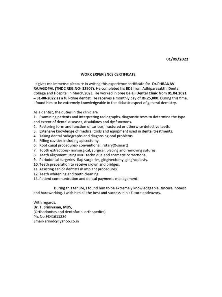 work experience certificate | PDF