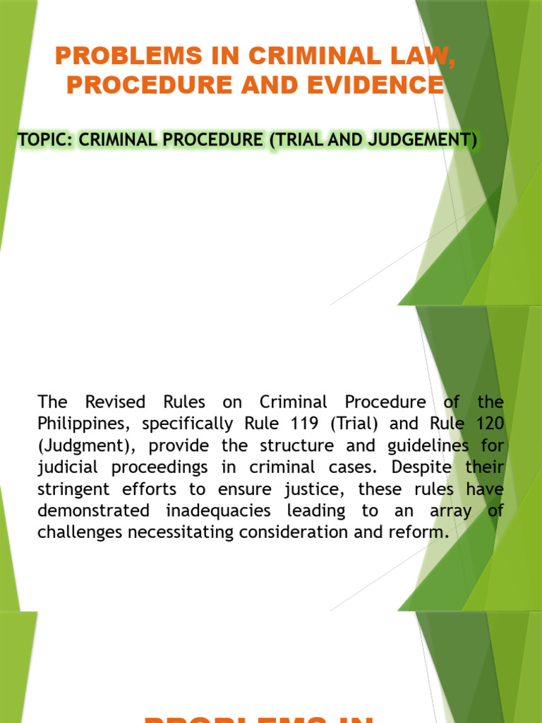 Problems-in-Criminal-Procedure-Trial-and-Judgement | PDF | Continuance ...