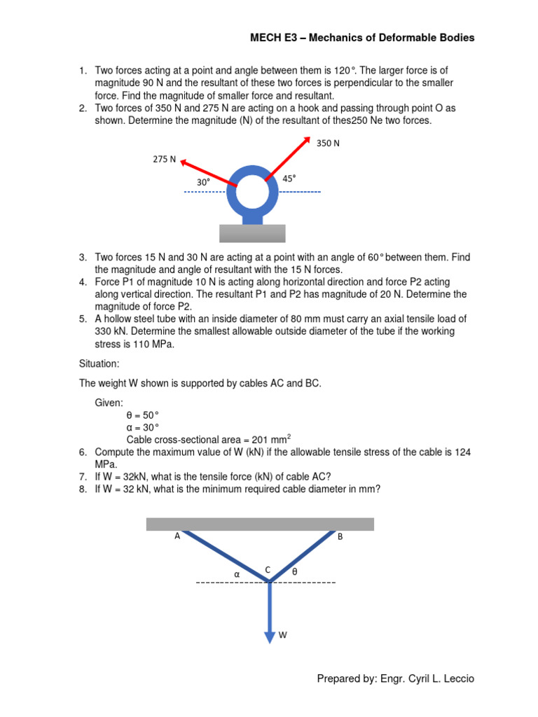 Mech E3 | PDF | Stress (Mechanics) | Force