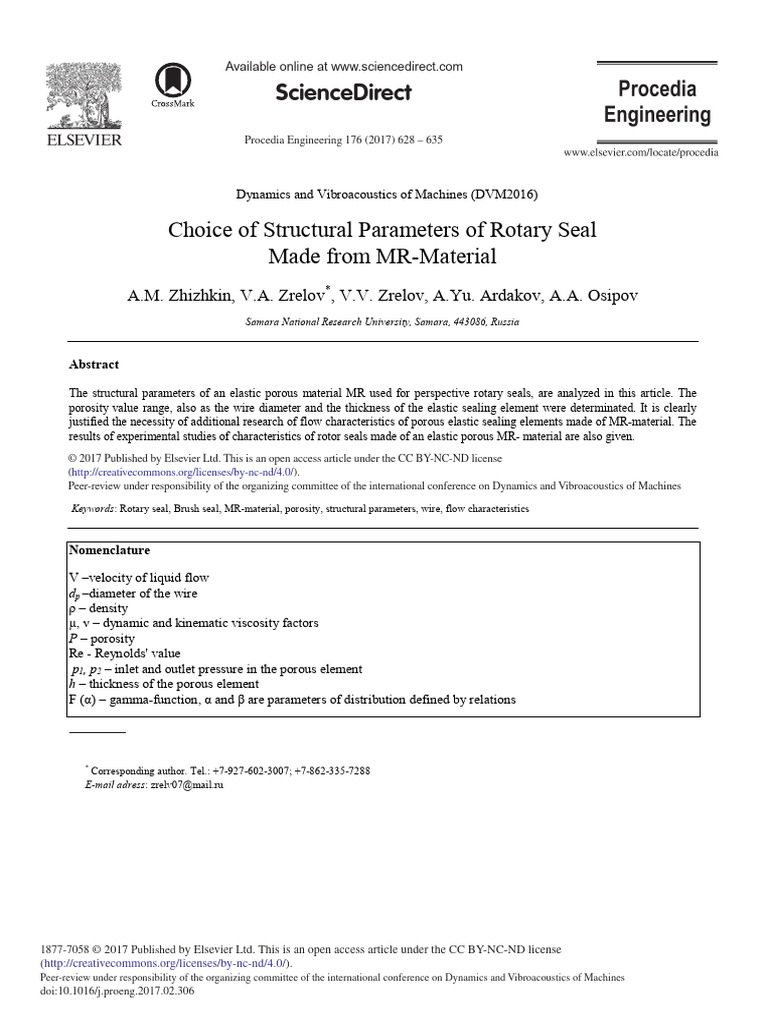 Choice of Structural Parameters of Rotary Seal Mad | PDF | Porosity ...