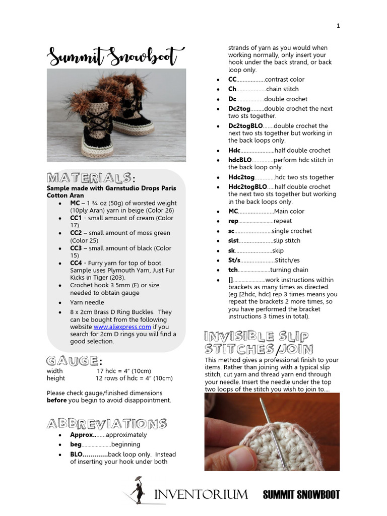 Summit Boot | PDF | Crochet | Yarn