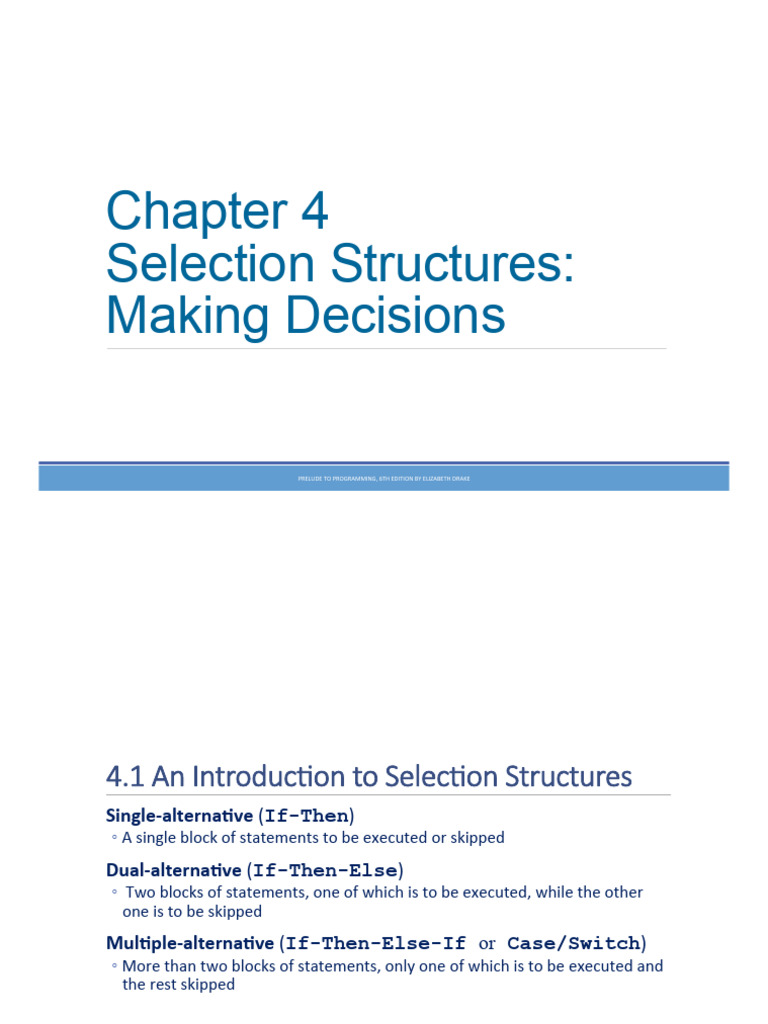 Selection Structures in Programming | PDF | Menu (Computing) | String (Computer Science)