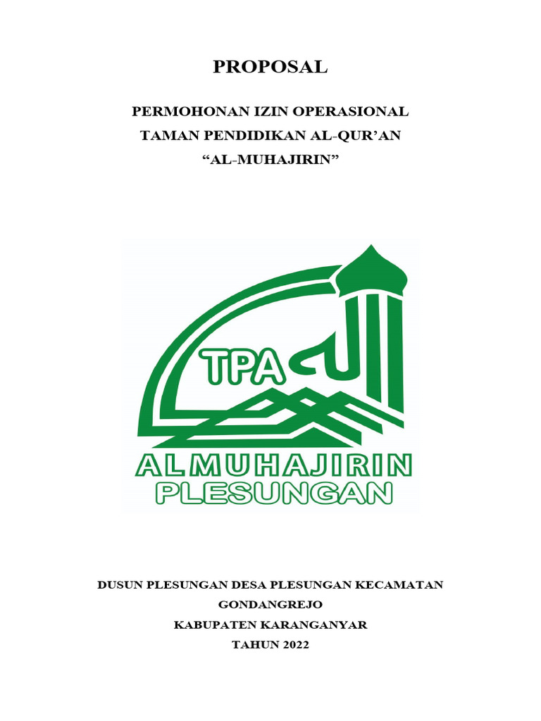 Proposal Pengajuan TPA | PDF | Karier & Perkembangan