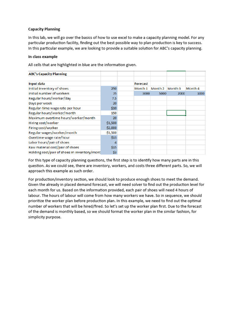 Capacity Planning 1cjlx4r | PDF | Inventory | Overtime
