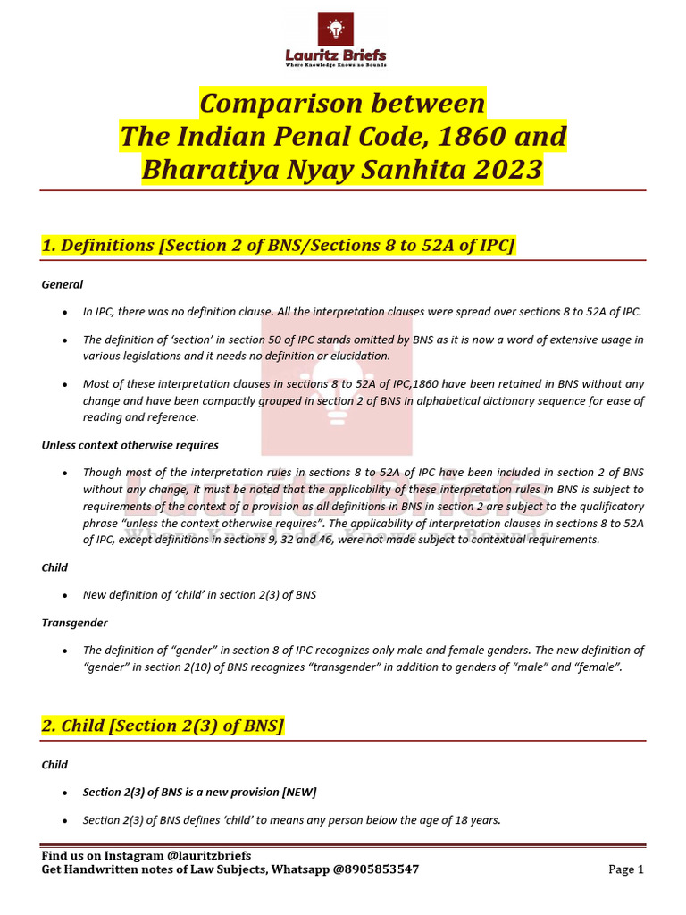 Comparison Between Ipc & Bns | PDF | Organized Crime | Theft