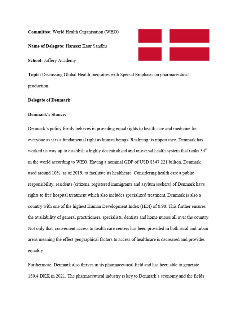 Position Paper Denmark | PDF | Denmark | Health Care