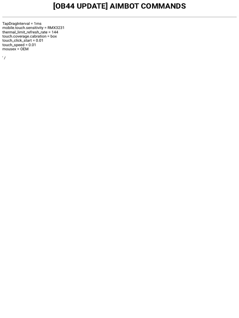 OB44 Aimbot Commands Guide | PDF