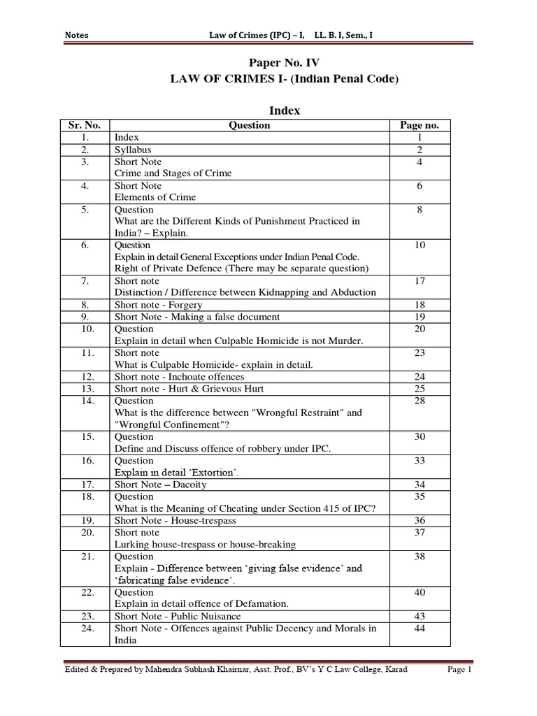 Law Of Crime Ipc Pdf Mens Rea Criminal Law