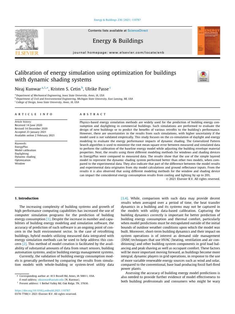 Dynamic Shading Impact on Energy Models | PDF | Simulation | Lighting