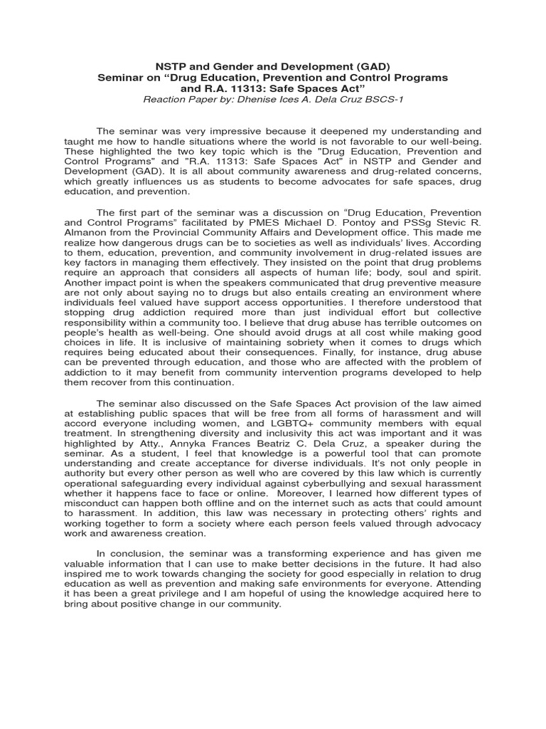 Reaction Paper | Download Free PDF | Sexual Harassment | Community