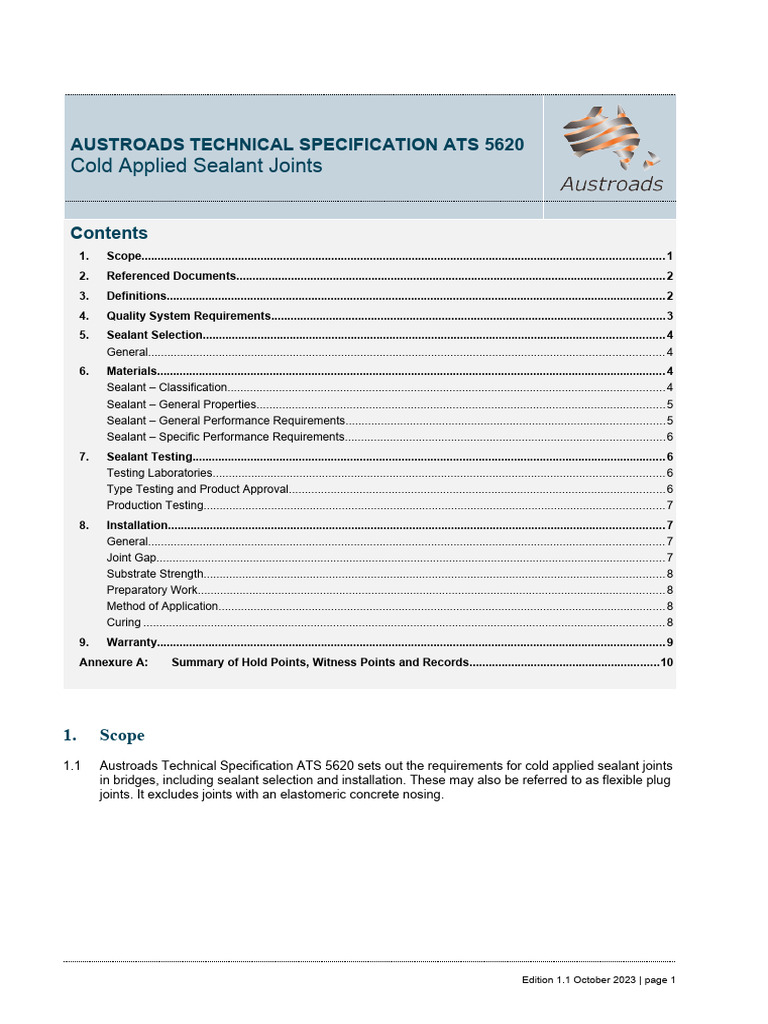 ATS5620 Cold Applied Sealant Joints | PDF | Materials | Building ...