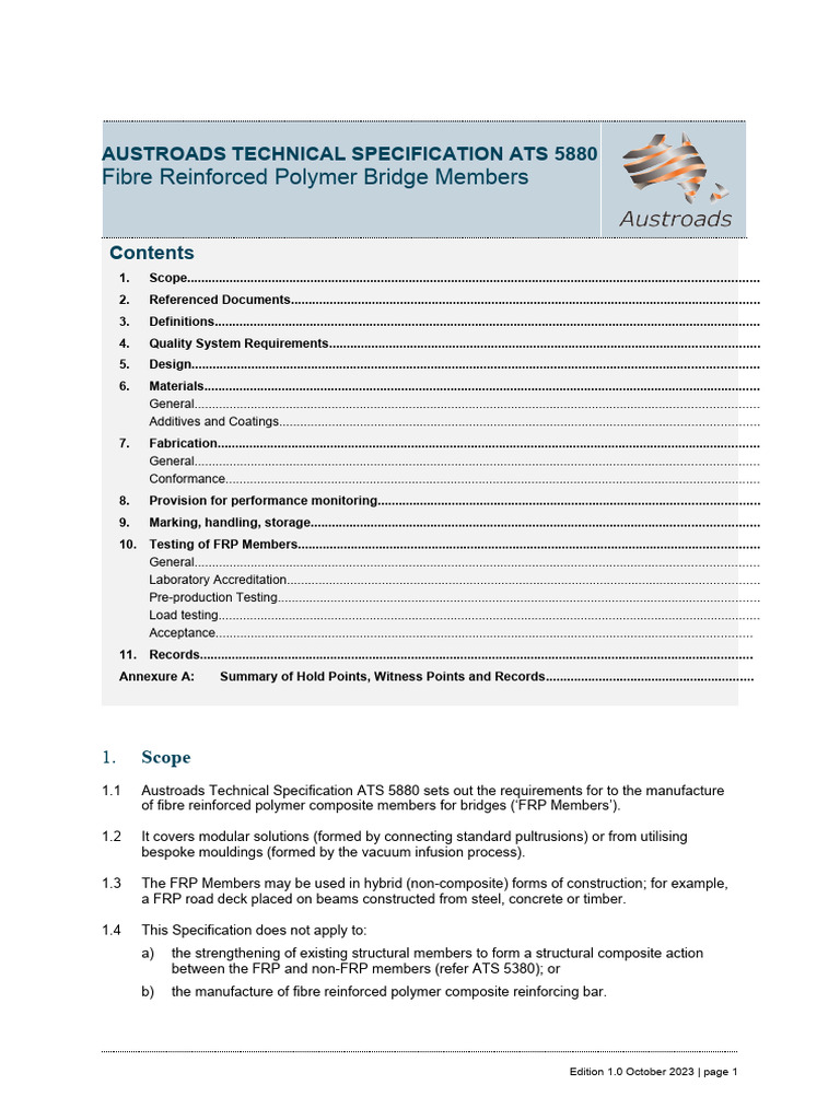 ATS-5880 Fibre Reinforced Polymer Bridge Members | PDF | Fibre ...