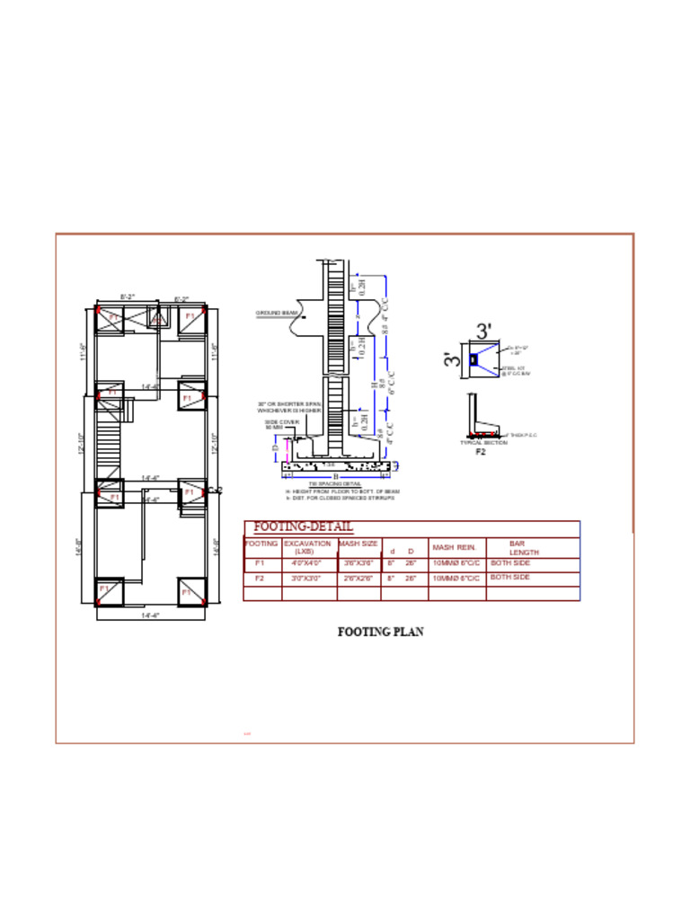 Vishal Singh Autocad-Model.pdf FOOTING PLAN | PDF