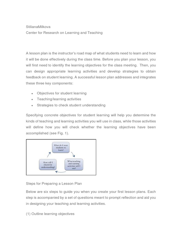 Lesson Planning, Desining A Good Lesson Plan | Download Free PDF ...