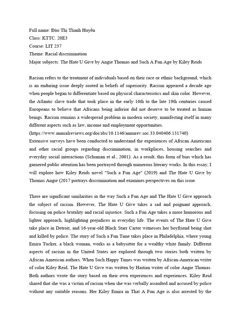 Exploring Racism in Two Novels | PDF | Racism | Discrimination & Race ...
