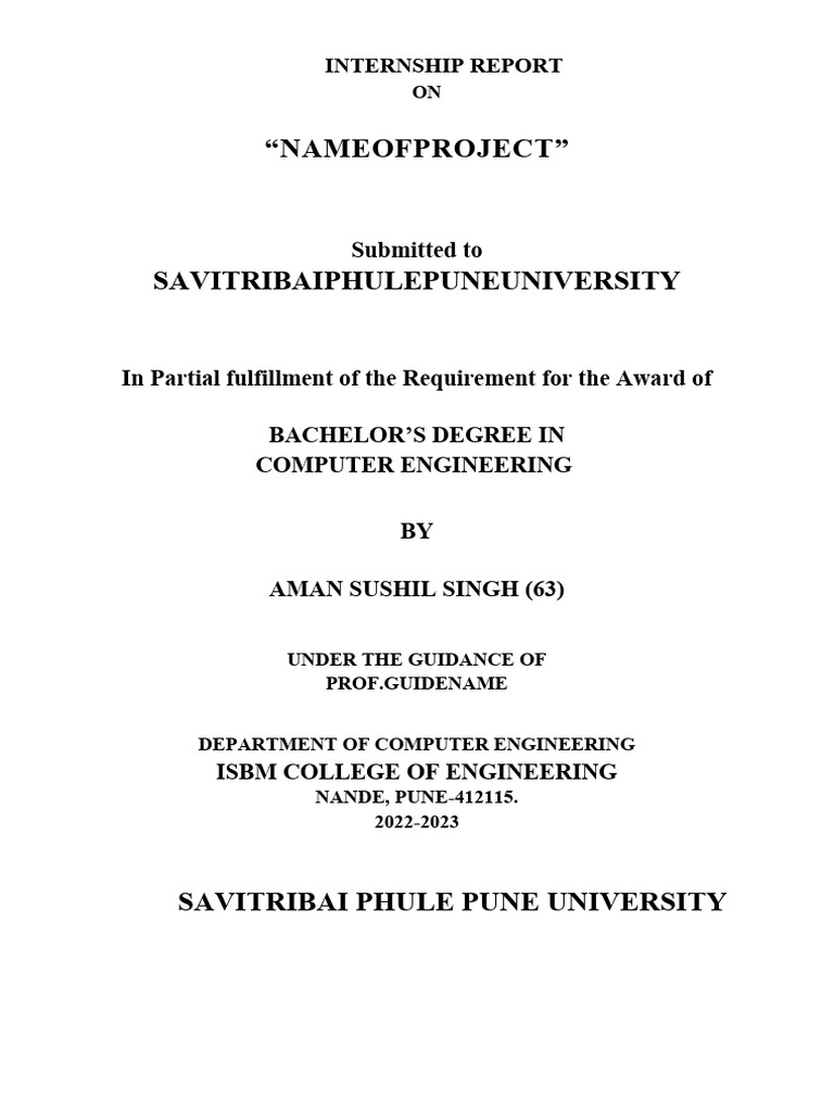 INTERNSHIP REPORT Format | PDF