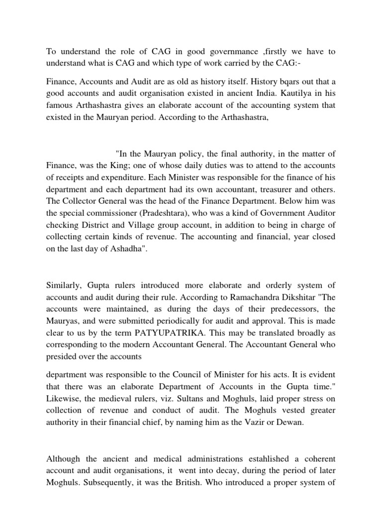 Role of CAG in Good Governmance | PDF | Audit | Accounting And Audit