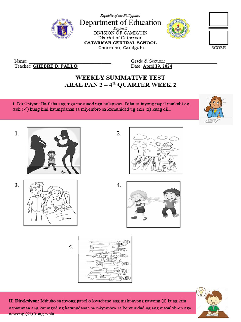 AP 2 Weekly Test - Q4 Week 2 | PDF
