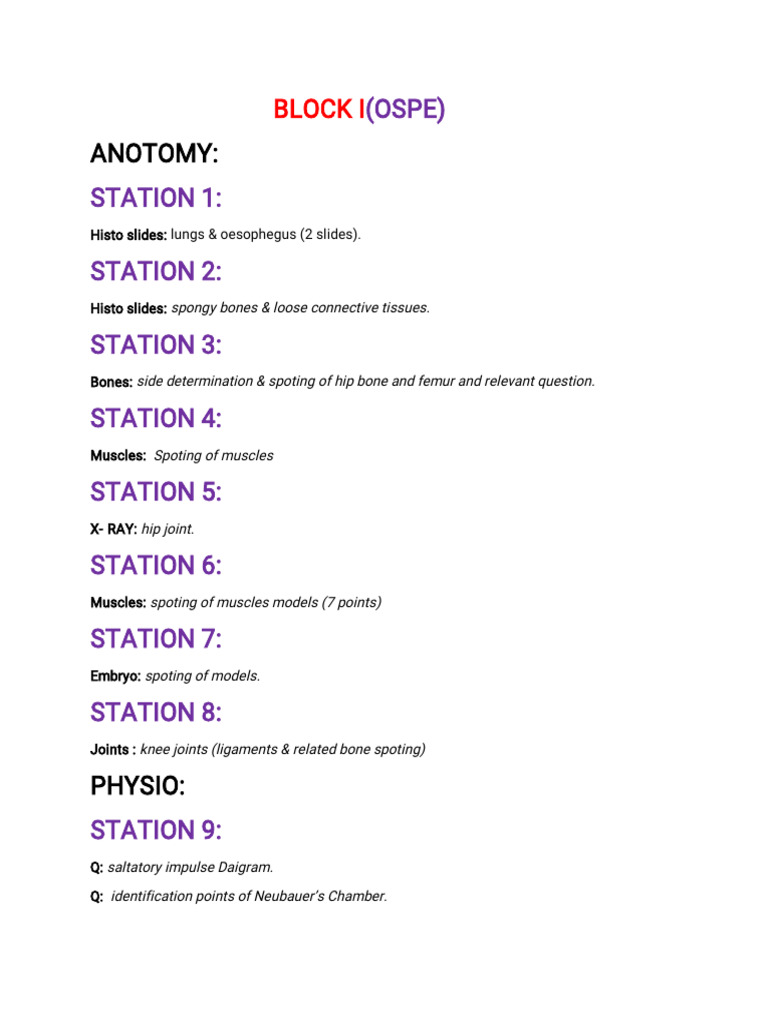 Ospe Block 1 2019 | PDF | Foreign Language Studies | Science & Mathematics