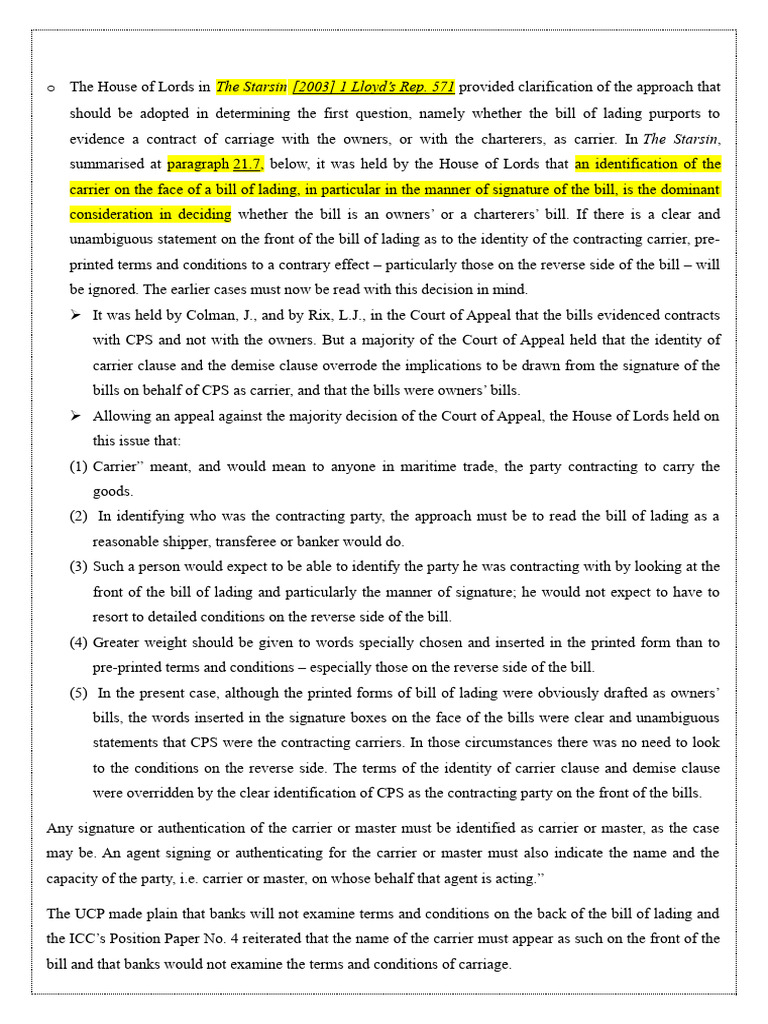 Clarifying Carrier Identity in Bills of Lading | PDF | Bill Of Lading ...