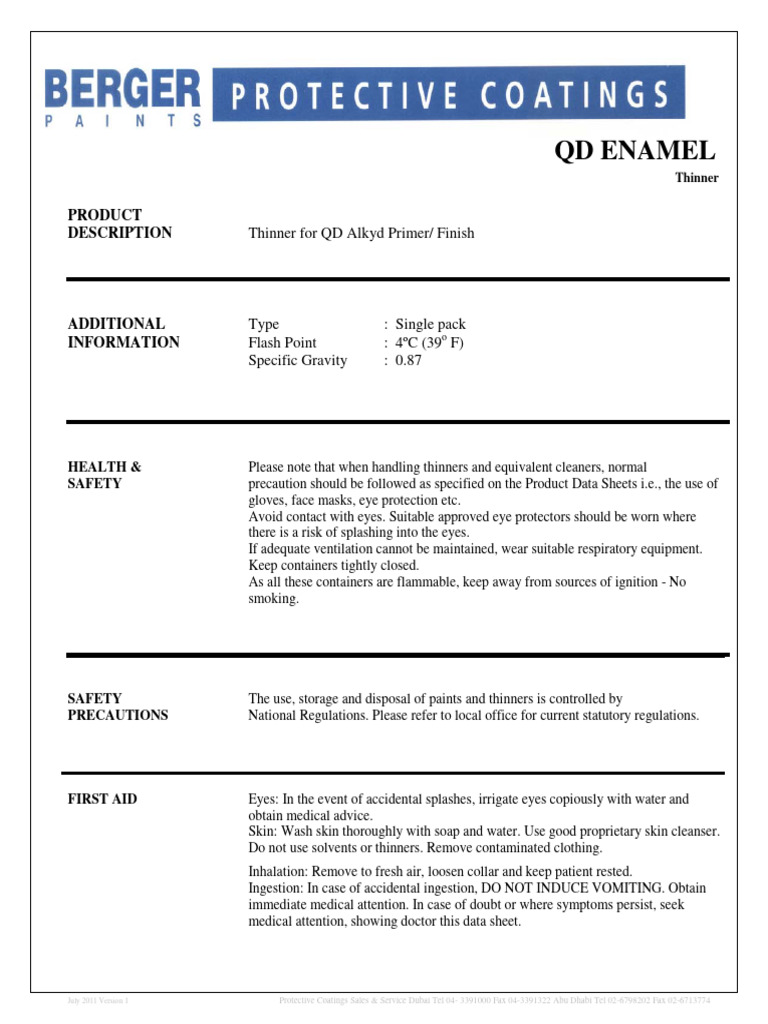 QD Thinner Safety and Usage Guide | PDF