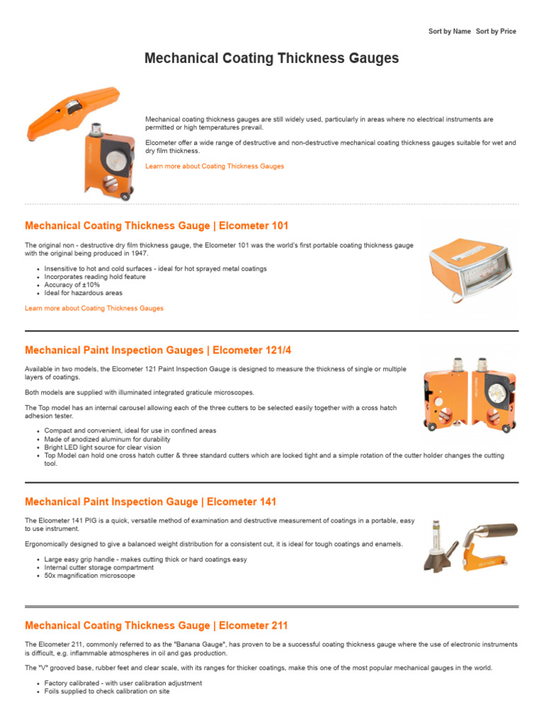 Mechanical Coating Thickness Gauges Guide | PDF | Coating | Calibration