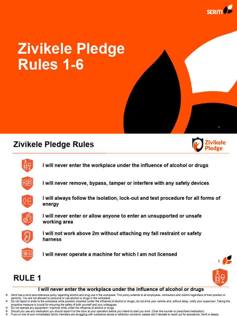 Zivikele Pledge - Rule 1-6 Comms | PDF | Safety | Occupational Safety ...