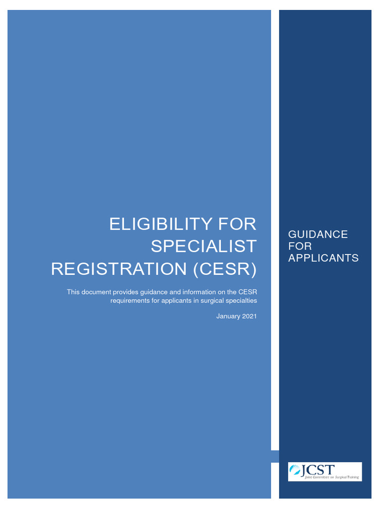 JCST CESR Guidance For Applicants January 2021 | PDF | Curriculum ...