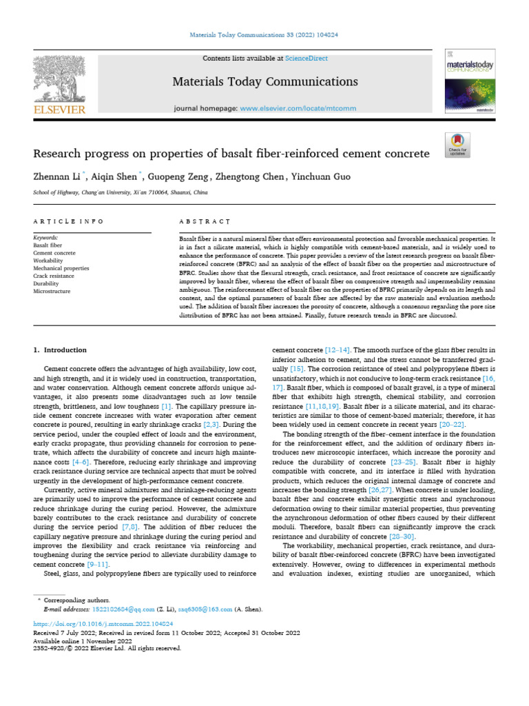 Basalt Fiber in Concrete: A Review | PDF | Strength Of Materials | Concrete